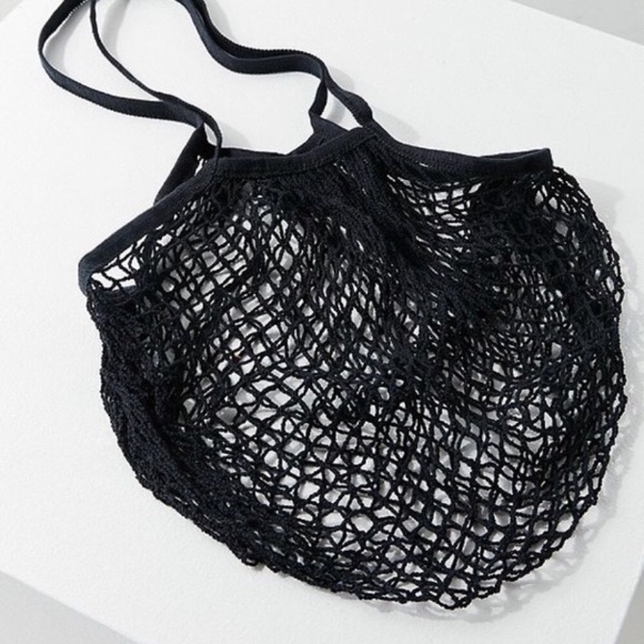 Bags | Parisienne Cotton Market Open Net Tote Bag Black | Poshmark